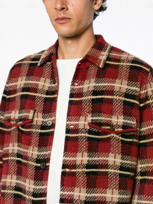 Guest In Residence Check-pattern Button-up Polo Shirt - Red