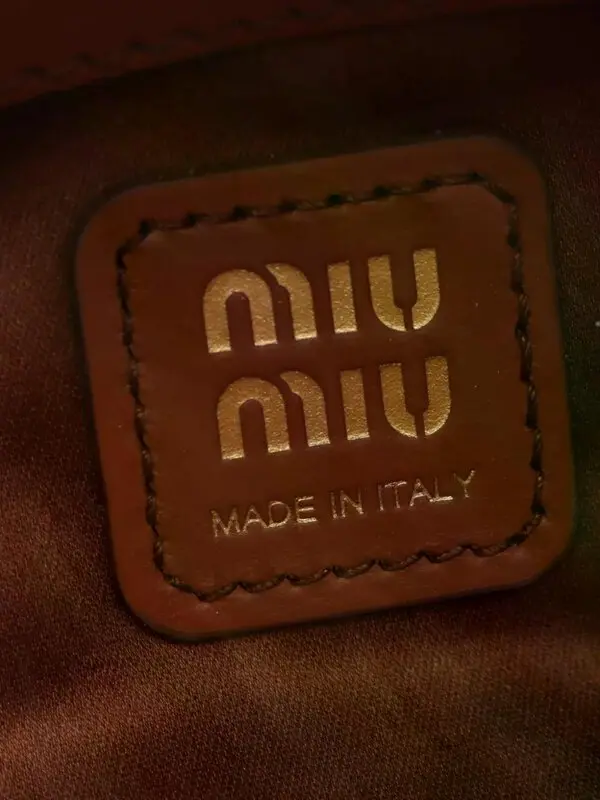 Miu Miu Beau Embossed-logo Tote Bag - Brown
