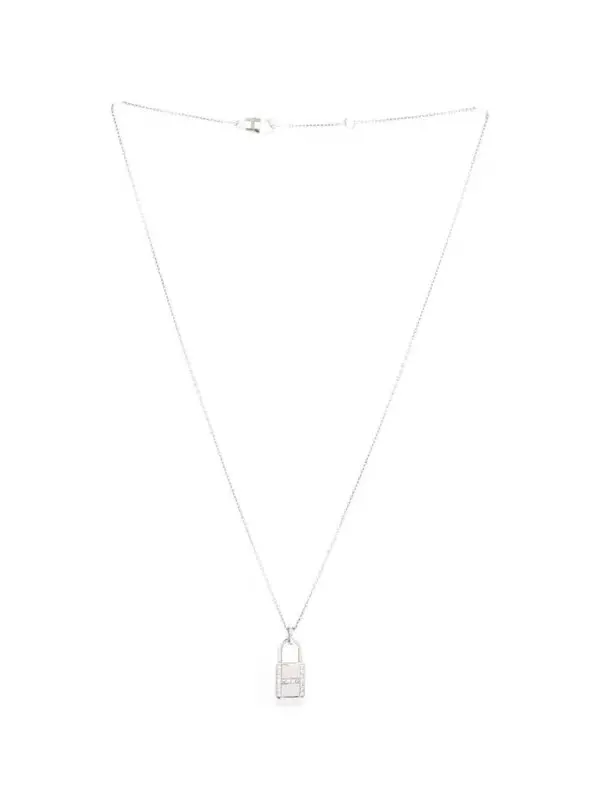 Hermès Amulettes Cadenas Pendant 18k White Gold With Diamonds Necklace
