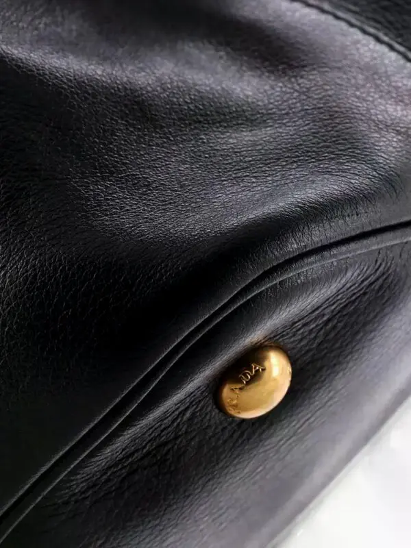 Prada Embossed Logo Convertible Open Glace Calf Medium Tote Bag