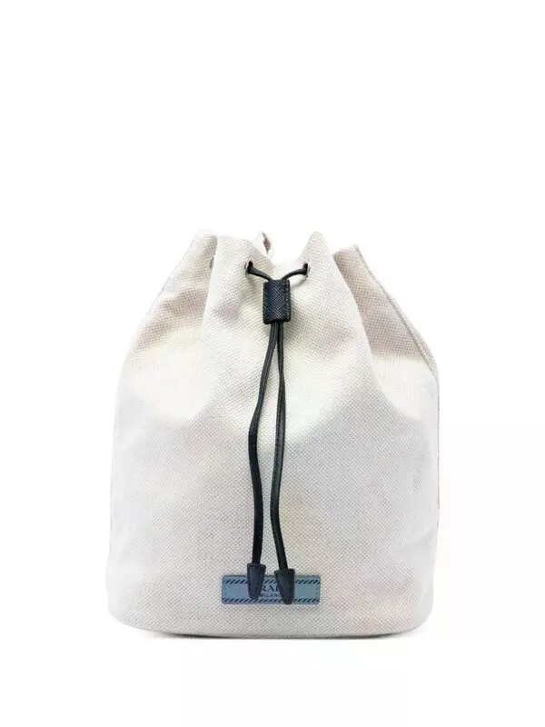 Prada 2013-2026 Canvas Mistolino Drawstring Pouch - White