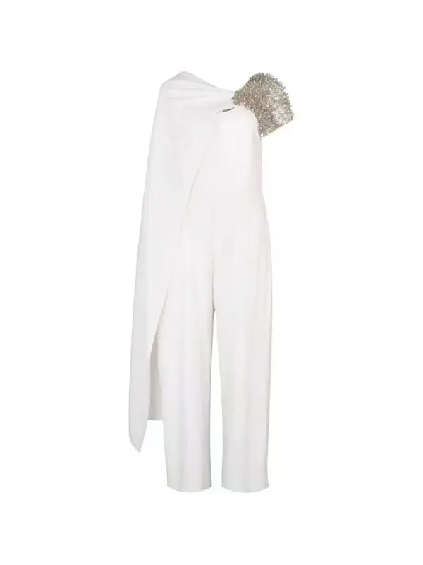 LOODYANA Sequin-embellished Draped Jumpsuit - White