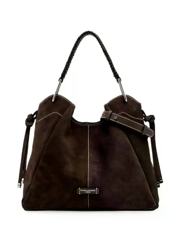 GIANNI CHIARINI Era Suede Contrast-stitch Shoulder Bag