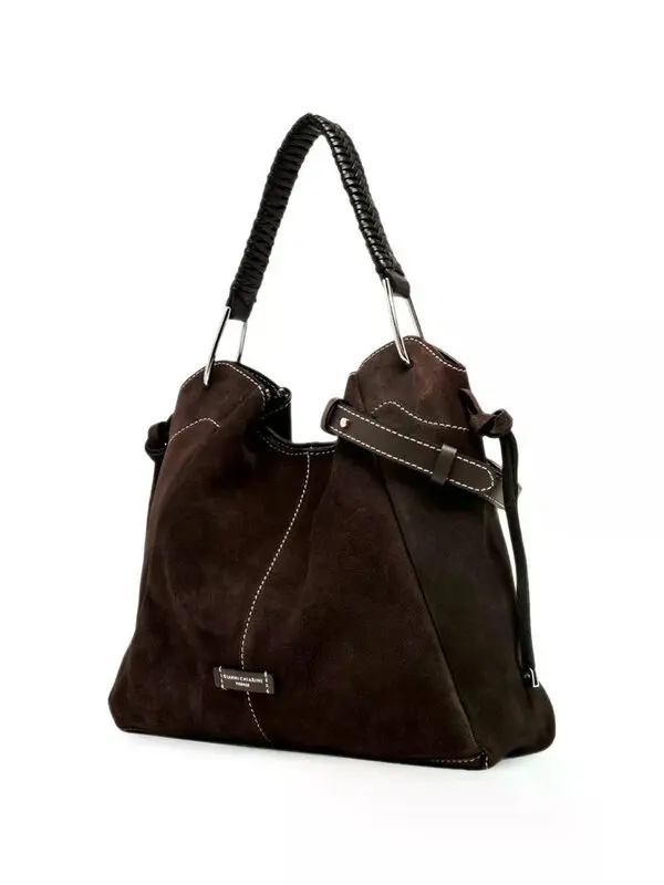 GIANNI CHIARINI Era Suede Contrast-stitch Shoulder Bag