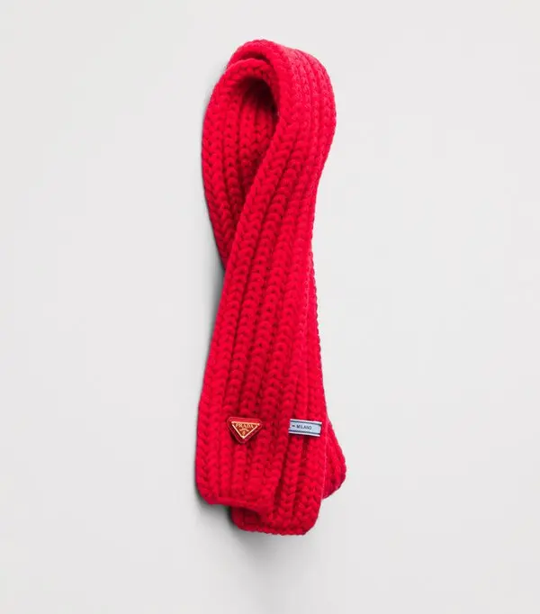 Prada Wool Fisherman's Rib Knit Scarf