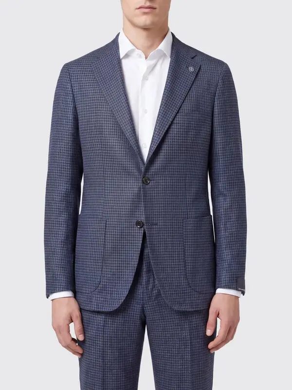 Tagliatore Single-breasted Check Blazer In Wool And Silk With Patch Pockets - Black
