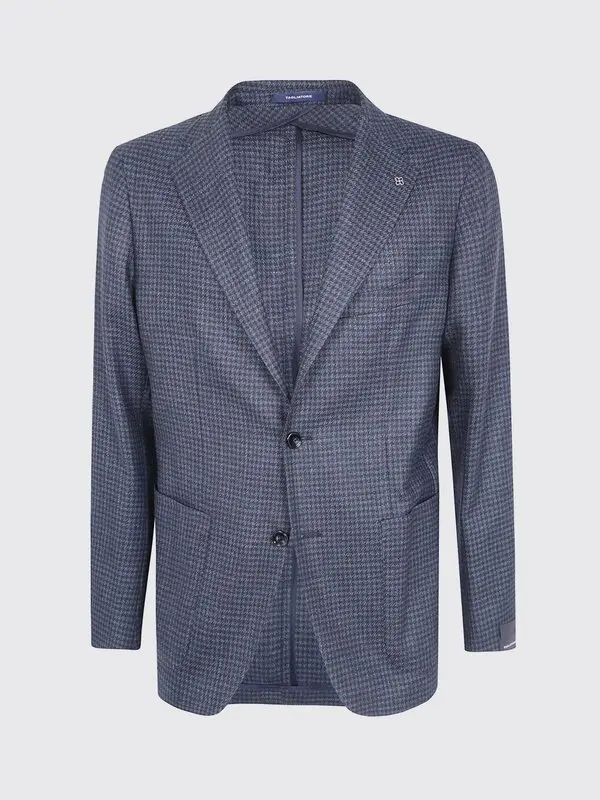Tagliatore Single-breasted Check Blazer In Wool And Silk With Patch Pockets - Black