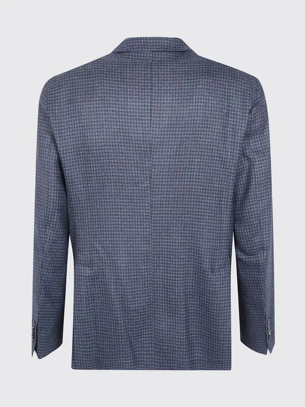Tagliatore Single-breasted Check Blazer In Wool And Silk With Patch Pockets - Black