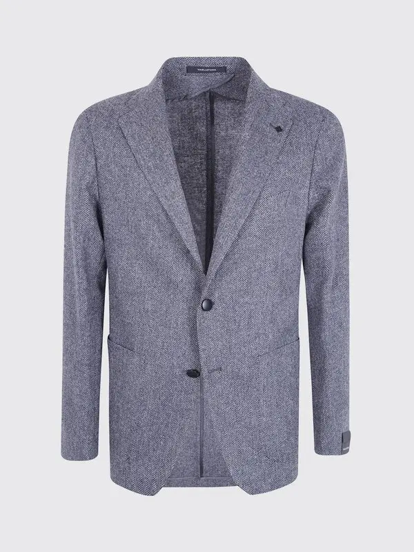 Tagliatore Single-breasted Chevron Blazer In Linen And Wool