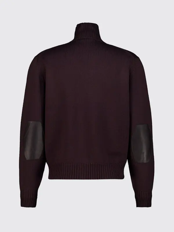 TOM FORD High-neck Full-zip Sweater In 100% Virgin Wool With Pockets - Brown