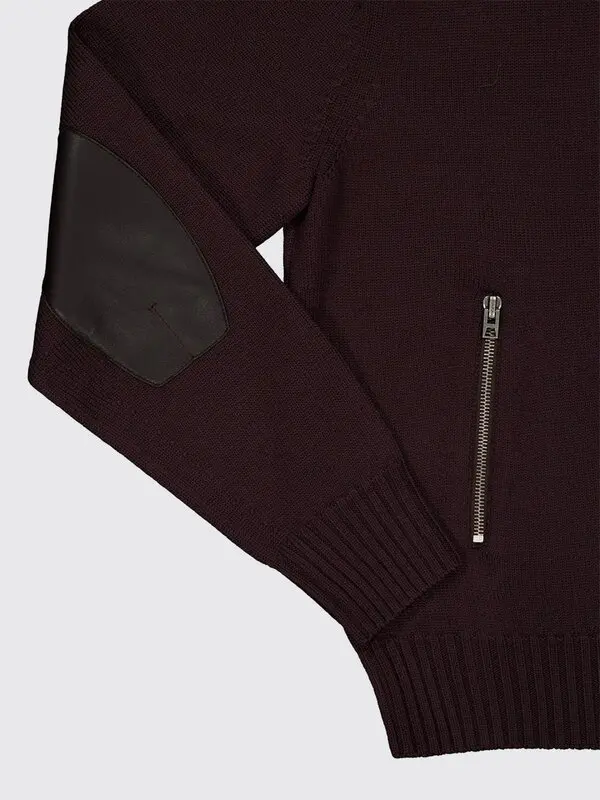 TOM FORD High-neck Full-zip Sweater In 100% Virgin Wool With Pockets - Brown