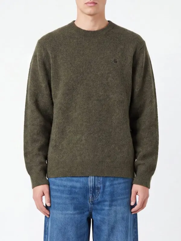 Carhartt Work In Progress Curtis Crewneck Sweater In Acrylic Blend With Embroidered Logo - Brown
