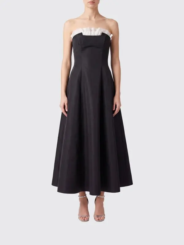 Alberta Ferretti Off-the-shoulder Crêpe Bustier Midi Dress With Flared Skirt