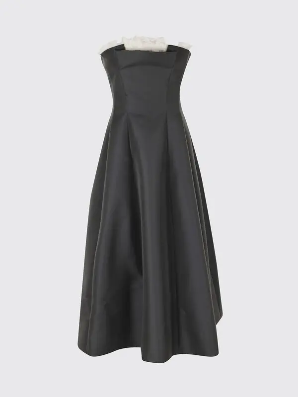 Alberta Ferretti Off-the-shoulder Crêpe Bustier Midi Dress With Flared Skirt