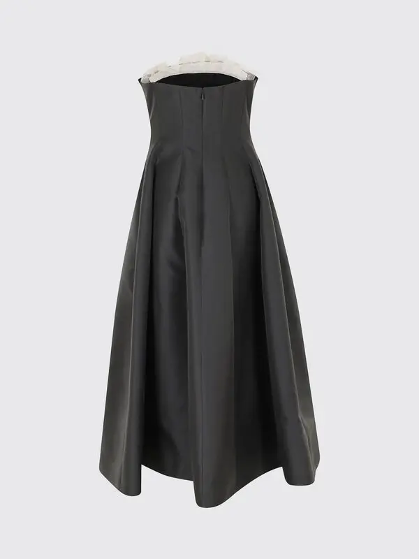 Alberta Ferretti Off-the-shoulder Crêpe Bustier Midi Dress With Flared Skirt