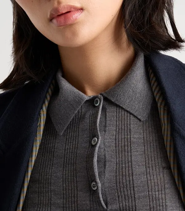 Prada Wool Ribbed Polo Sweater