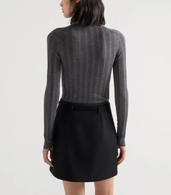 Prada Wool Ribbed Polo Sweater