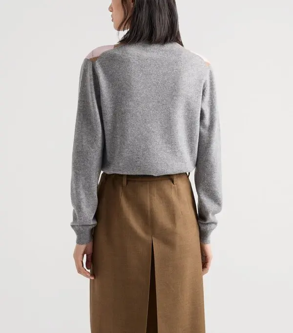 Prada Cashmere Argyle V-neck Sweater
