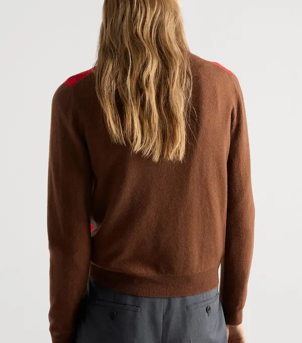 Prada Cashmere Argyle Polo Sweater
