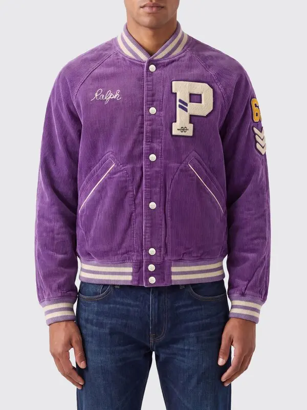 Polo Ralph Lauren Velvet Varsity Bomber Jacket With Patches And Embroidery