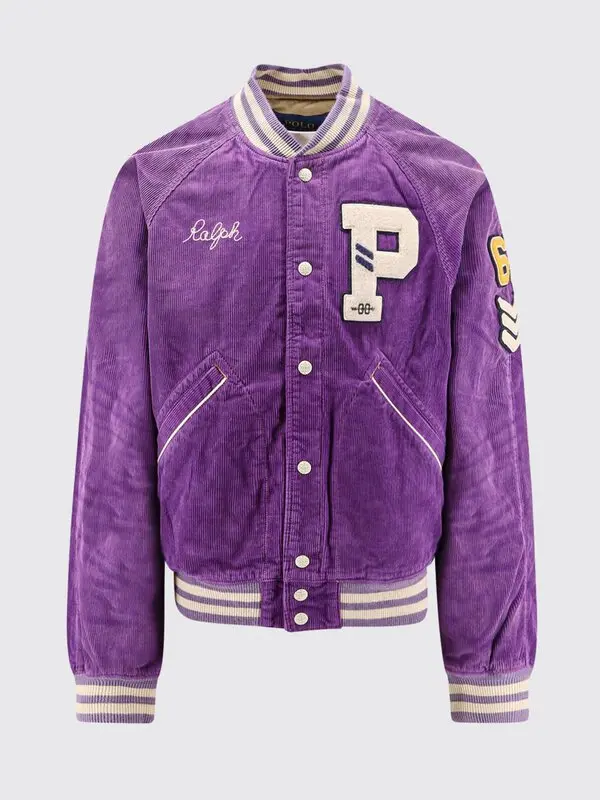 Polo Ralph Lauren Velvet Varsity Bomber Jacket With Patches And Embroidery