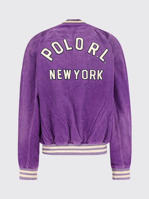 Polo Ralph Lauren Velvet Varsity Bomber Jacket With Patches And Embroidery