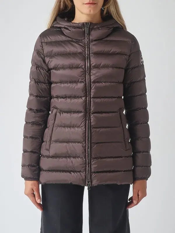 COLMAR Quilted Nylon Long Down Jacket With Hood And Down Filling - Blue