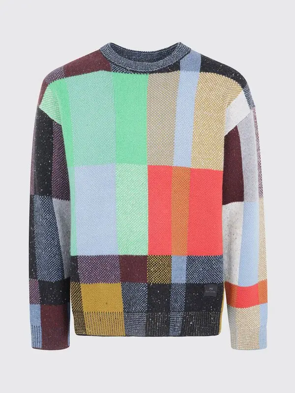 Paul Smith Relaxed Fit Check Wool And Cotton Crewneck Sweater