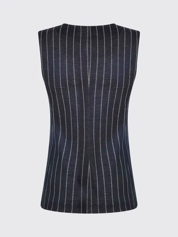 Max Mara Pinstriped Wool Blend Slim Fit Vest - Blue