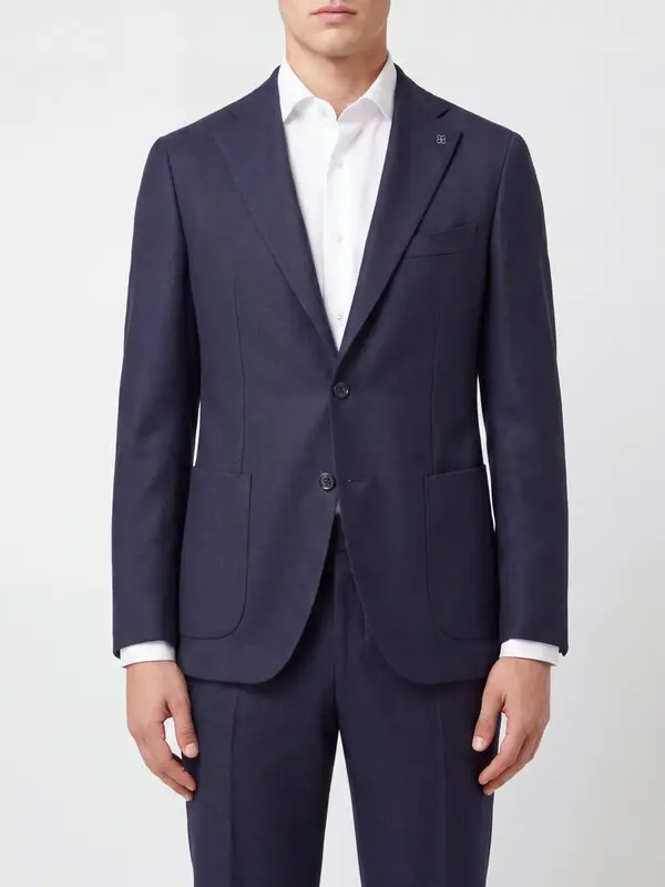 Tagliatore Single-breasted Blazer In Cupro And Viscose Blend With Patch Pockets - Black
