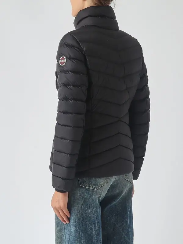 COLMAR Quilted Nylon Short Down Jacket With High Neck And Down Filling - Black