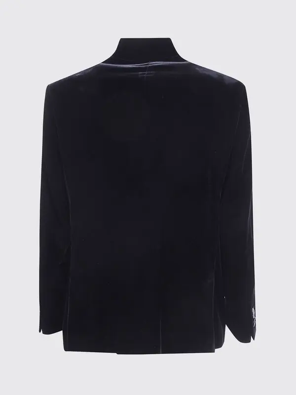 Giorgio Armani Slim Fit Single-breasted Velvet Blazer With Mandarin Collar