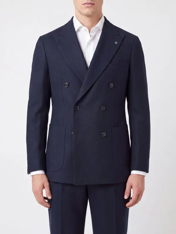 Tagliatore Double-breasted Blazer In Virgin Wool And Cashmere With Patch Pockets