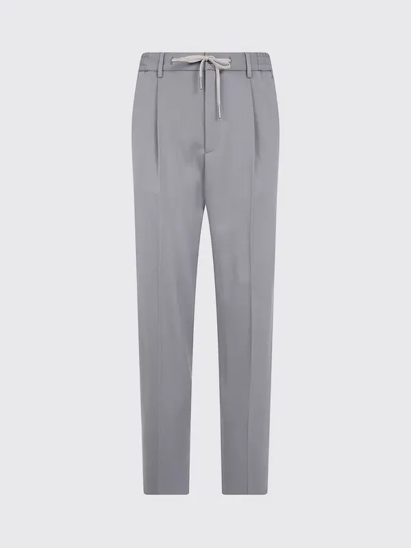 Tagliatore Slim Fit Pleated Trousers In Virgin Wool With Drawstring Waist - Brown