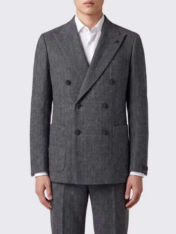 Tagliatore Double-breasted Blazer In Wool And Cashmere With Peak Lapels - Grey