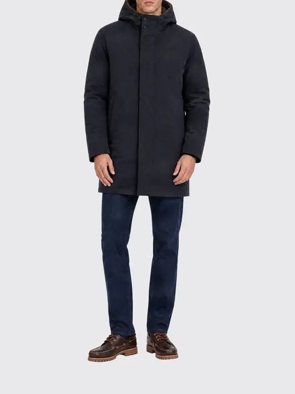 Herno Knee-length Polyester Parka With Adjustable Hood And Fleece Lining - Navy