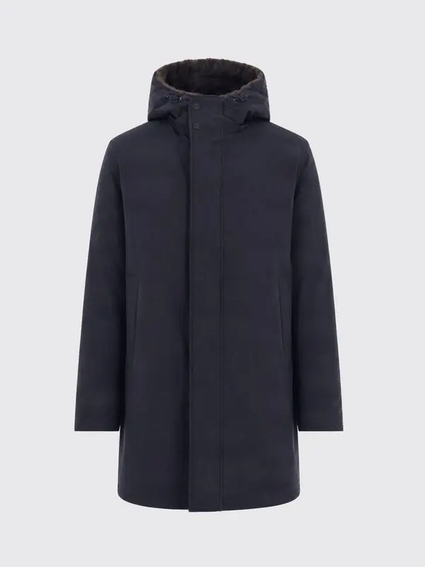 Herno Knee-length Polyester Parka With Adjustable Hood And Fleece Lining - Navy