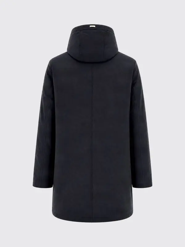 Herno Knee-length Polyester Parka With Adjustable Hood And Fleece Lining - Navy