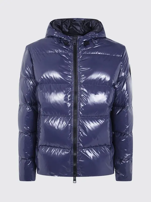 Herno Short Quilted Nylon Down Jacket With Hood And Zip Closure - Blue