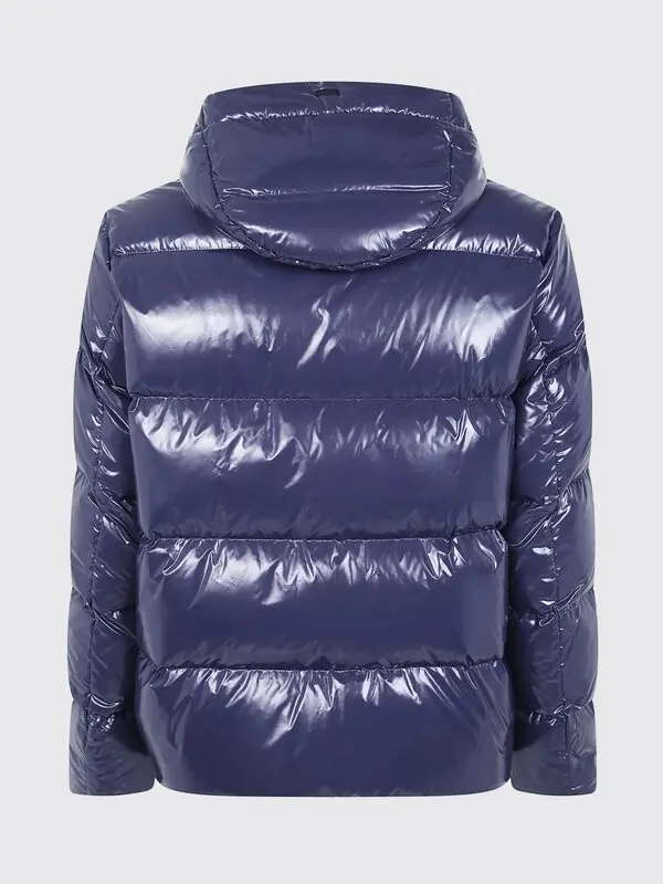 Herno Short Quilted Nylon Down Jacket With Hood And Zip Closure - Blue