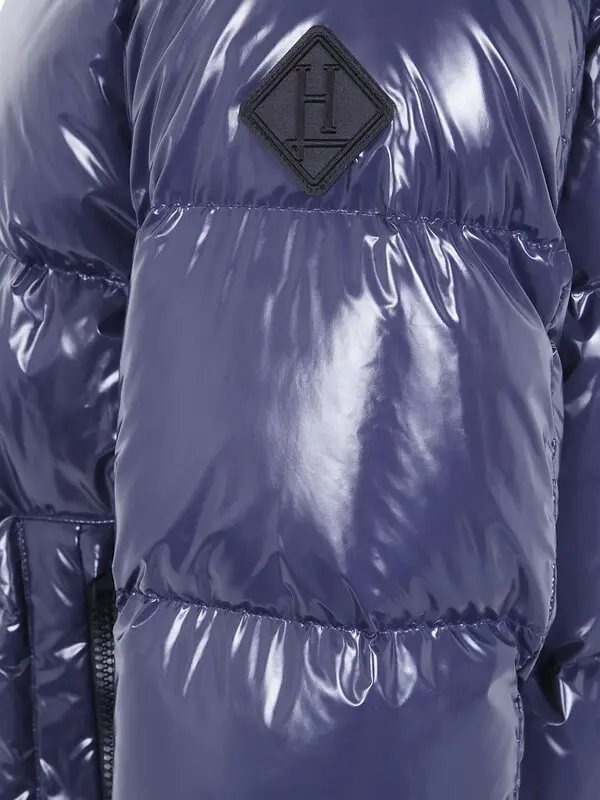 Herno Short Quilted Nylon Down Jacket With Hood And Zip Closure - Blue