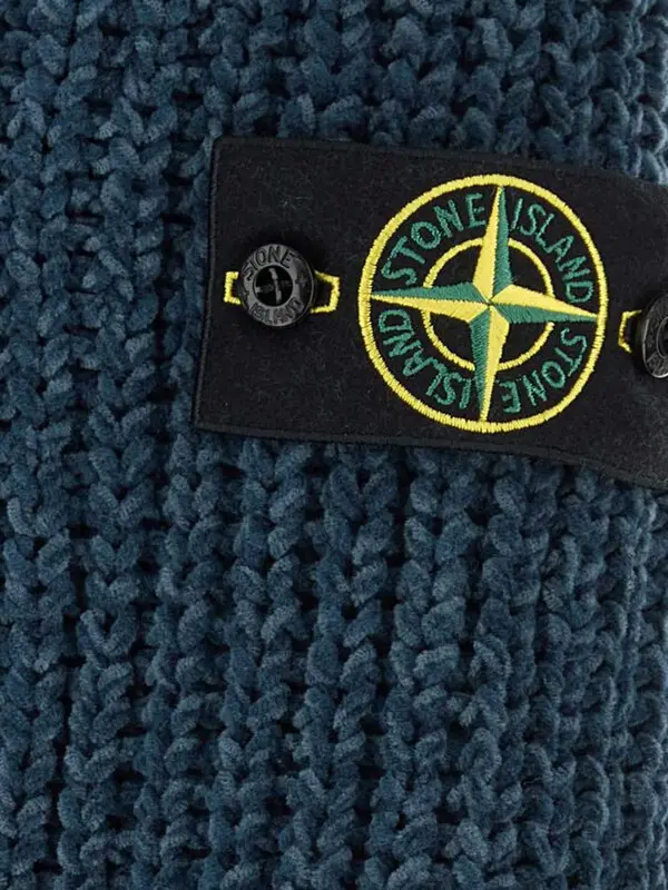 Stone Island Hooded Ribbed Cotton Cardigan With Zip And Logo Patch
