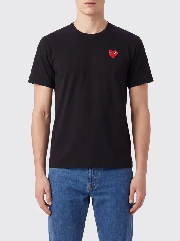 Play Comme Des Garcon Crewneck Cotton T-shirt With An Embroidered Logo - Black