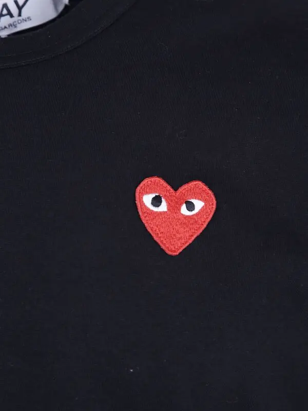 Play Comme Des Garcon Crewneck Cotton T-shirt With An Embroidered Logo - Black