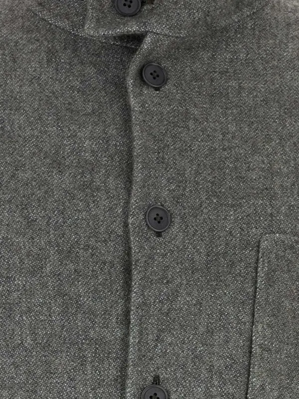 Giorgio Armani Short Silk And Cashmere Shirt Jacket With High Neck