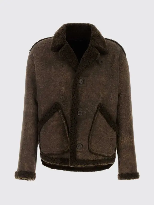Giorgio Armani Short Suede Lamb Shearling Jacket With Fur Collar