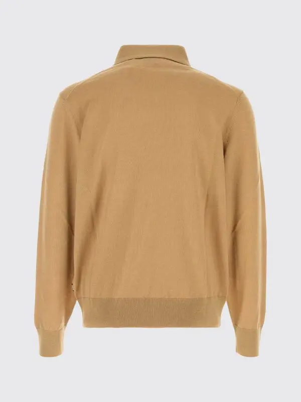 BOSS Long-sleeved Knit Polo Shirt In Pure Virgin Wool - Beige