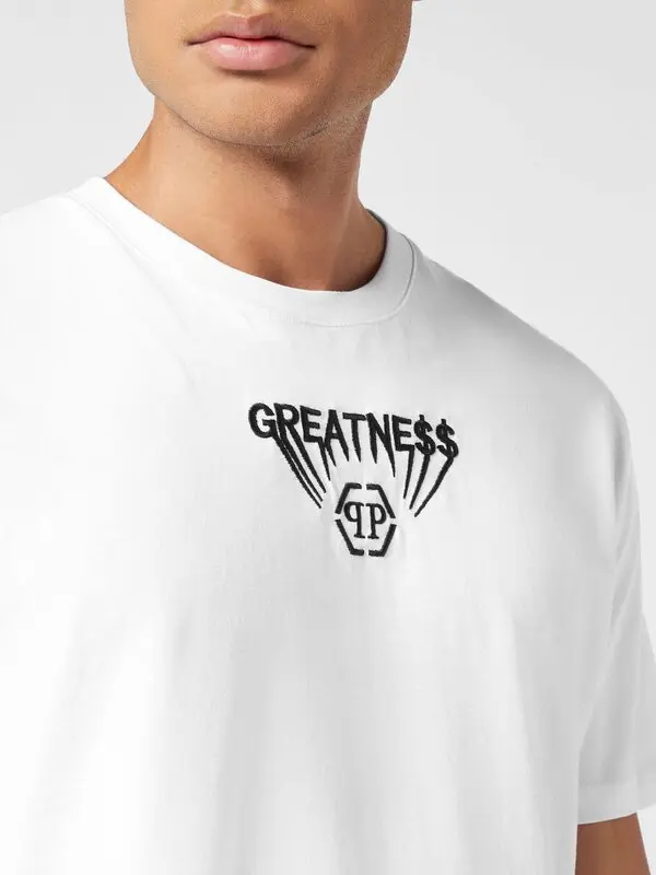 Philipp Plein Cotton Jersey T-shirt With Contrasting Embroidered Front Logo - White