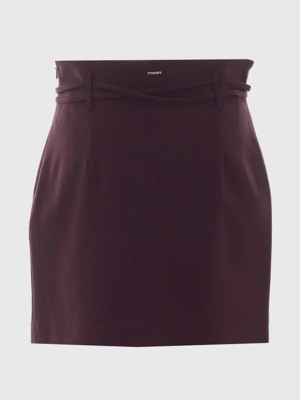 TWINSET High-waisted Pencil Mini Skirt With Belt And Side Zip - Red