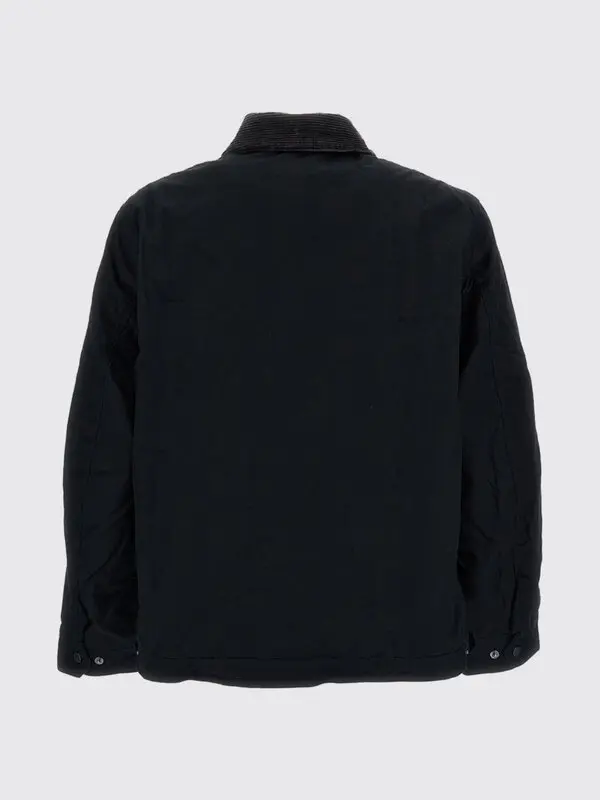 Barbour Waxed Cotton Shirt Jacket With Corduroy Collar - Black